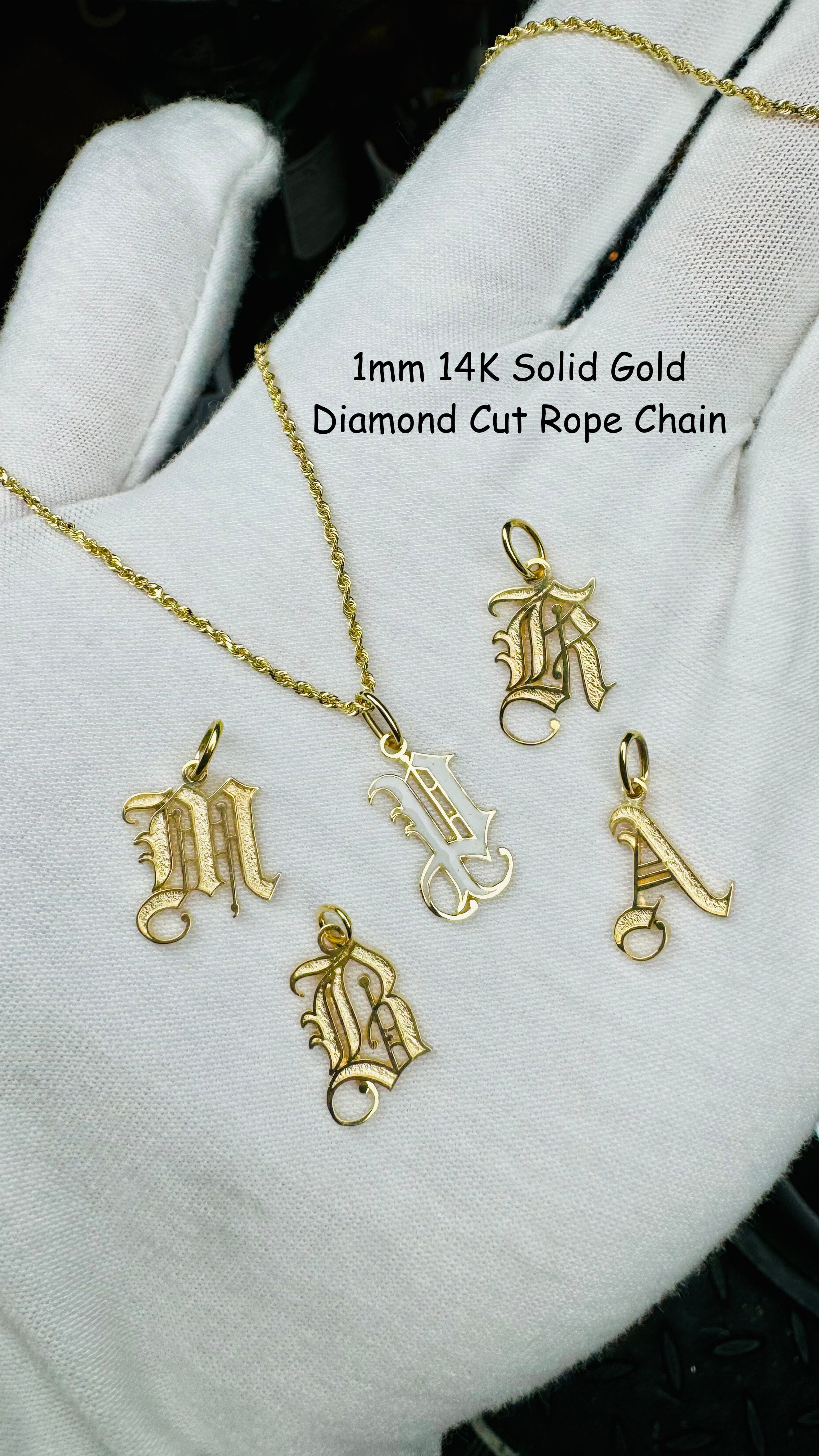 old english letter necklace charm